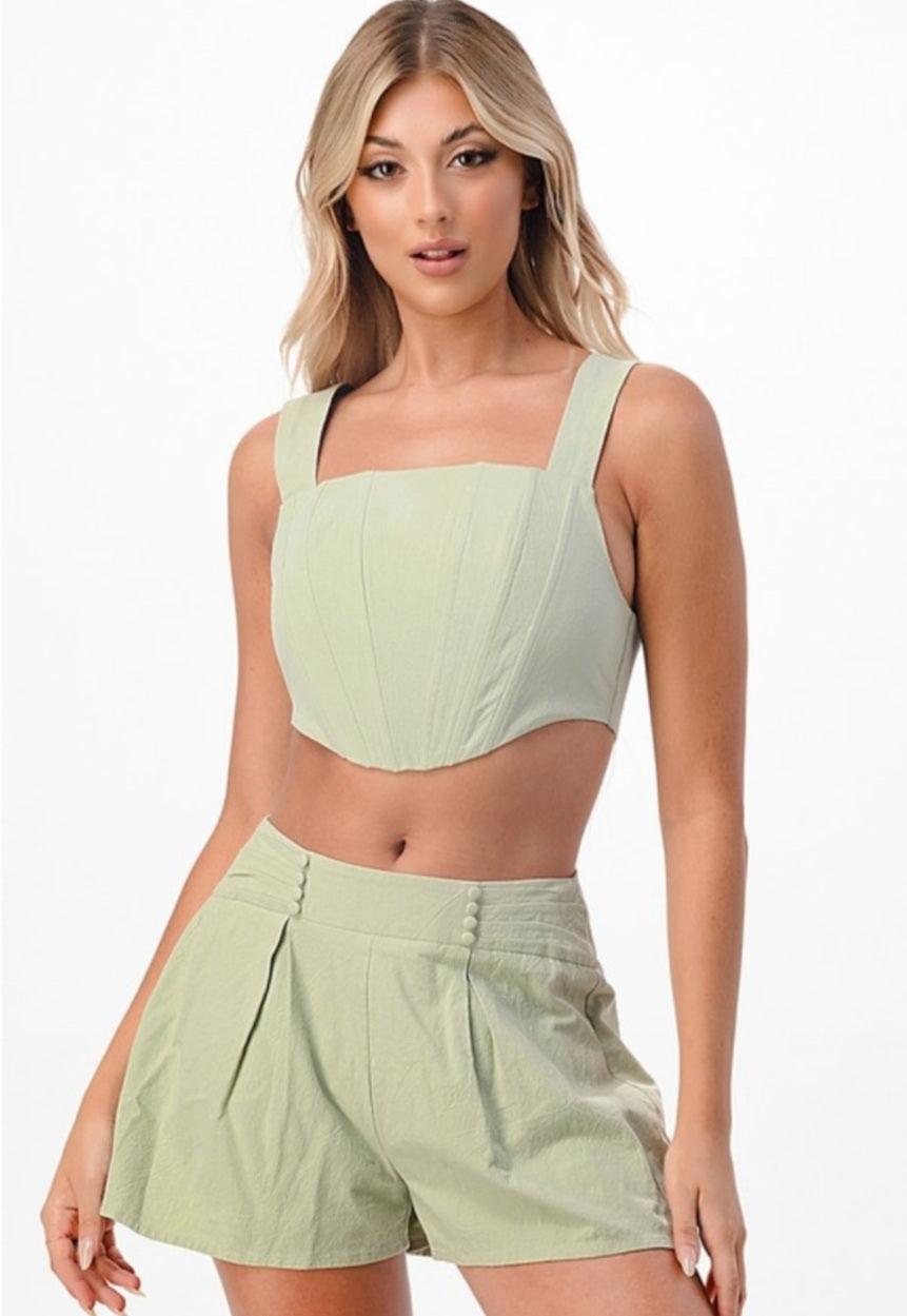 Sage thick strap crop top – guavaberry